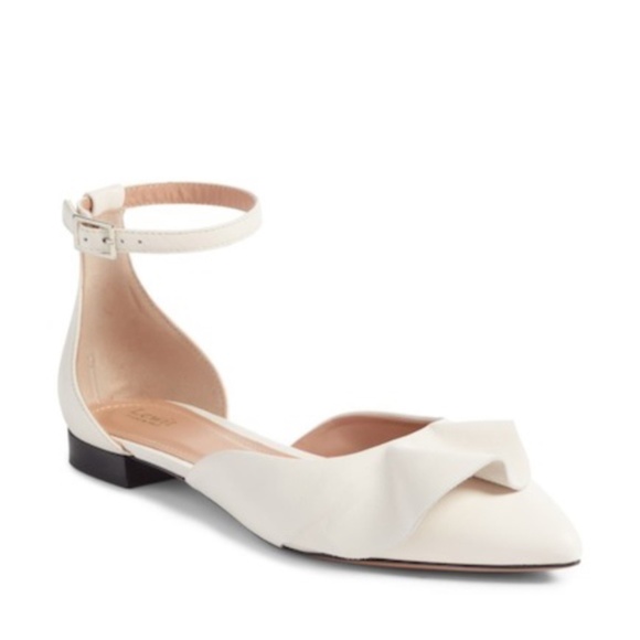 Lewit | Shoes | Lewit Italy Alessia Cream Leather Ruffle Pointy Toe ...